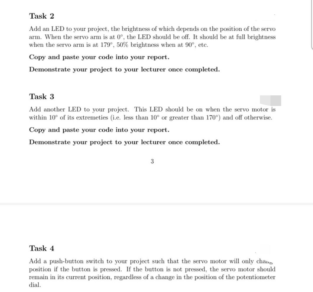 Solved Task 2 Add an LED to your project, the brightness of | Chegg.com