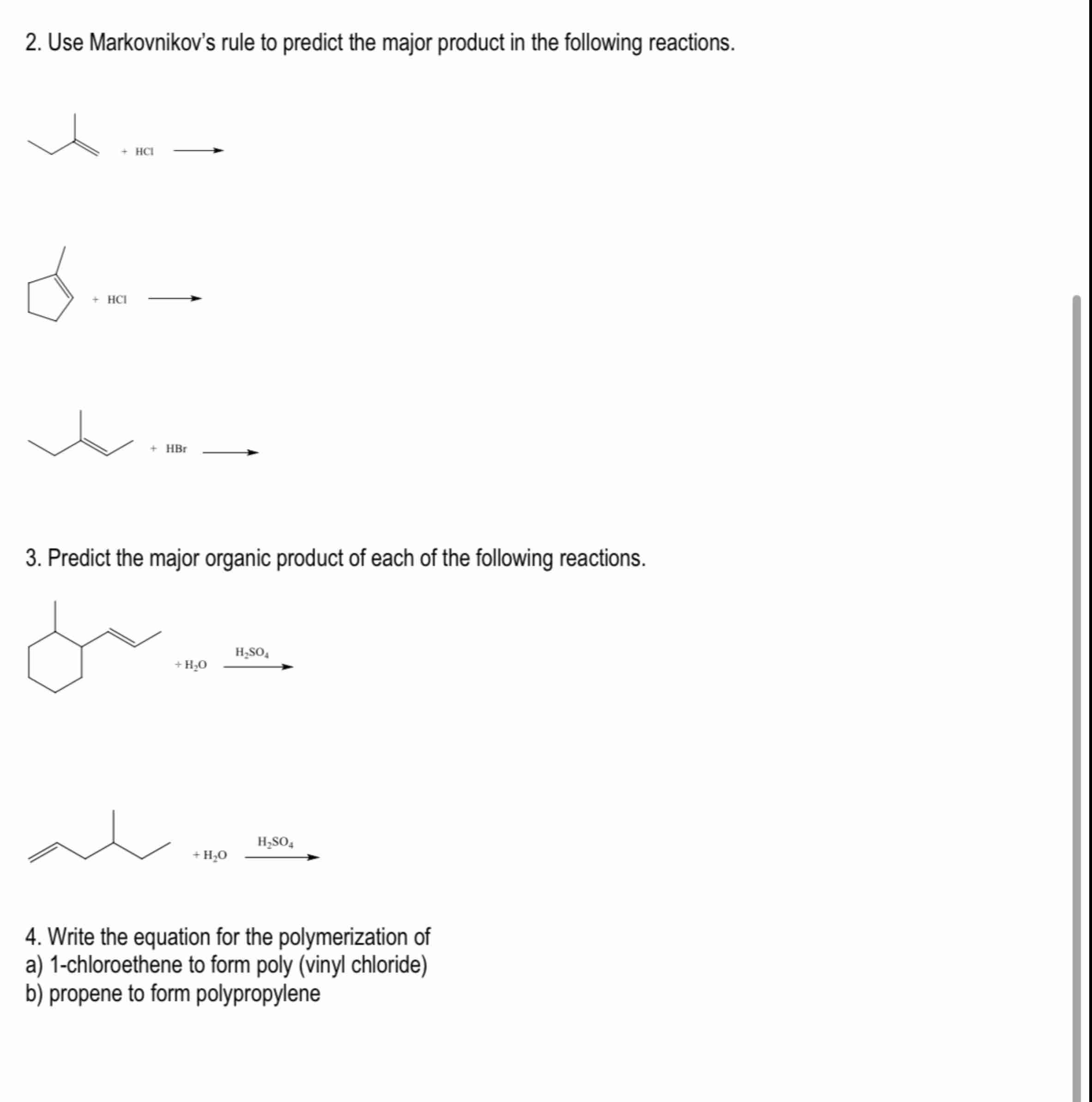 Solved Predict the products of ﻿the following addition | Chegg.com