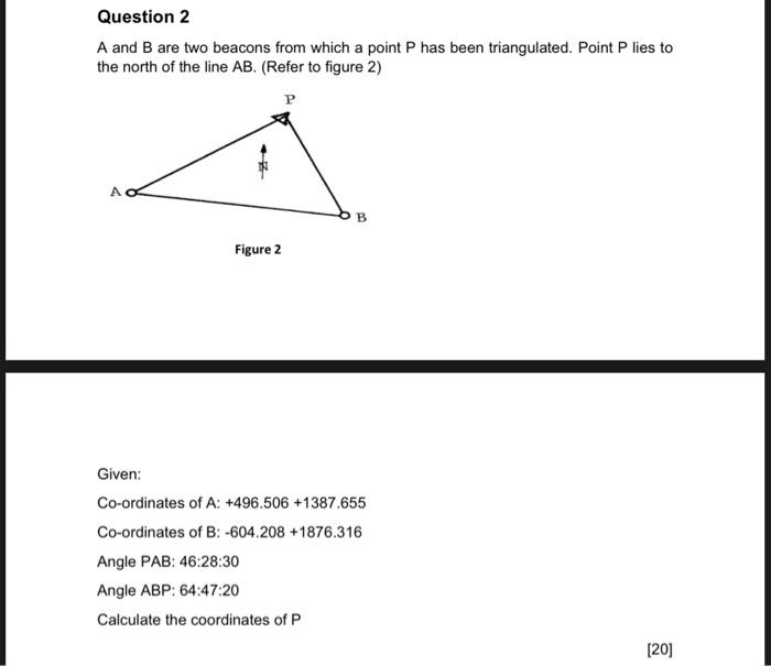 Solved A and B are two beacons from which a point P has been | Chegg.com