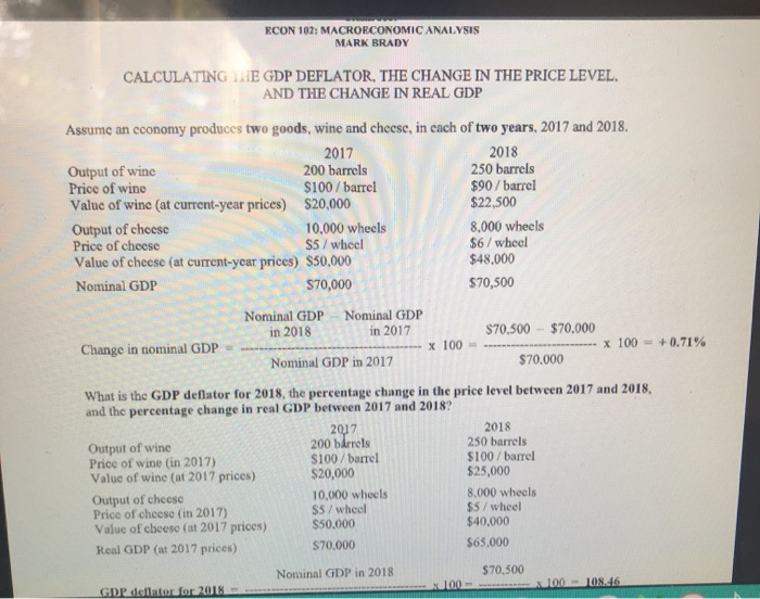 Solved Use the data in the handout "Calculating the GDP | Chegg.com