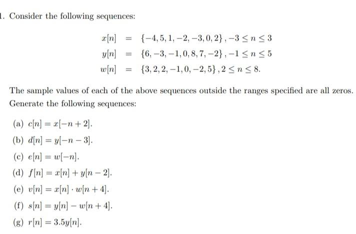 Consider the following sequences: | Chegg.com