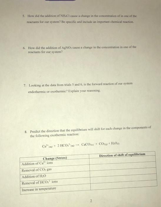 Solved Report Sheet-Experiment 13-Chemical Equilibrium 1. | Chegg.com