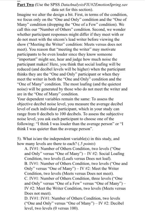 Solved Part Two (Use the SPSS | Chegg.com