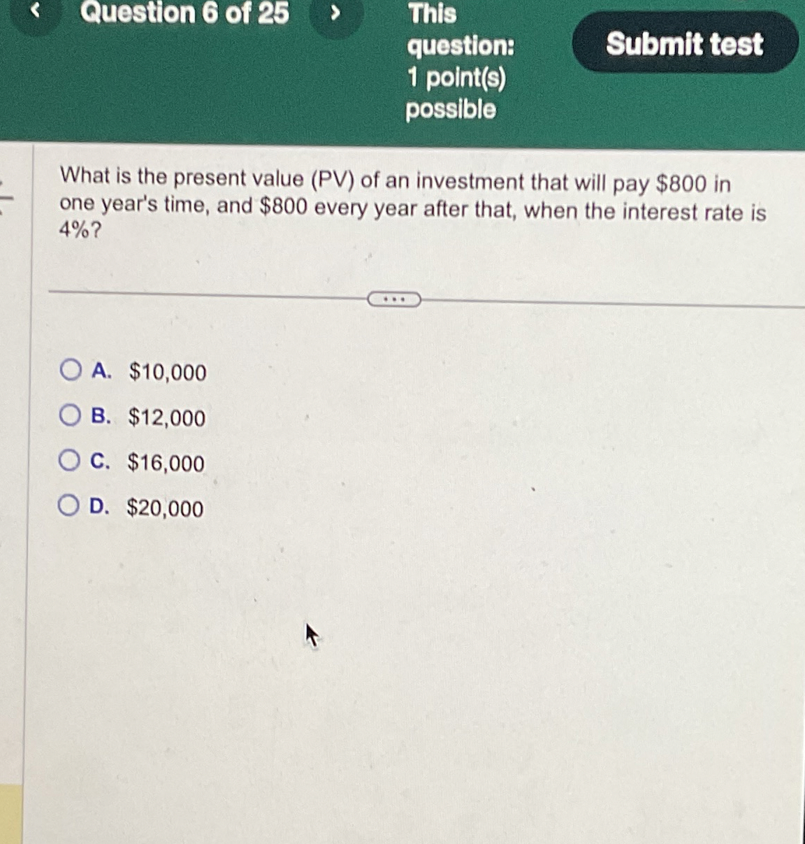 Solved Question 6 ﻿of 25Thisquestion:1 ﻿point(s)possibleWhat | Chegg.com