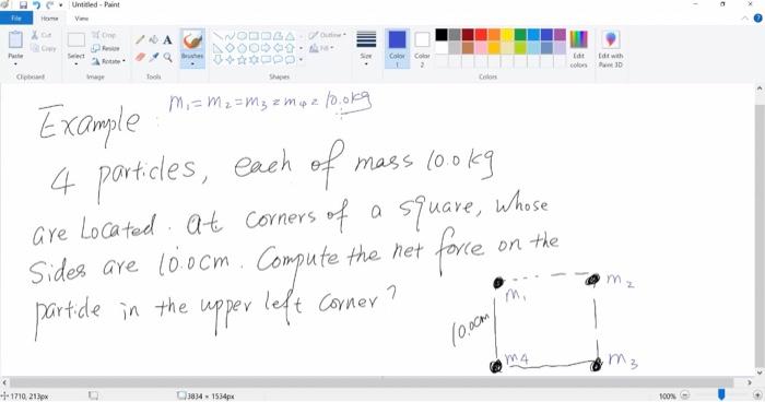 Solved Example m1=m2=m3=m4=10.0 kg 4 partides, each of mass | Chegg.com