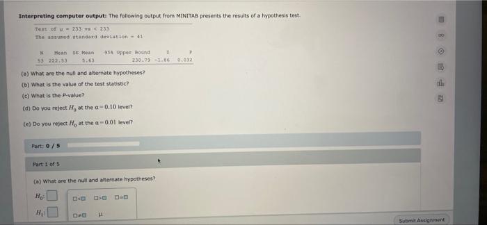 Solved Interpreting Computer Output The Following Output 