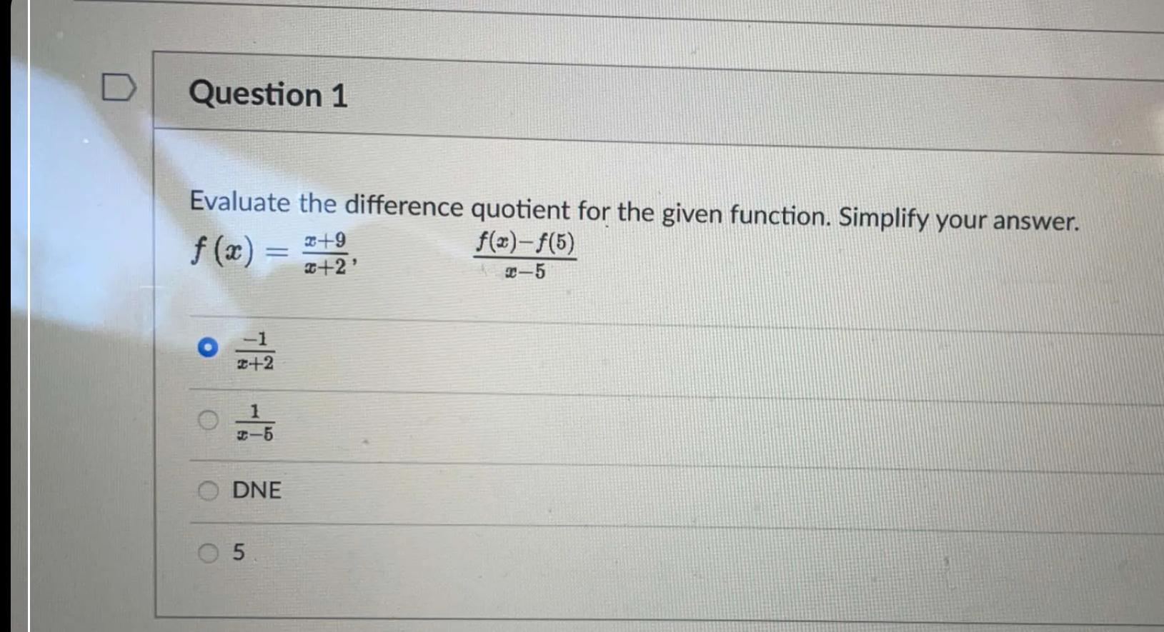 Solved Question 1Evaluate the difference quotient for the | Chegg.com