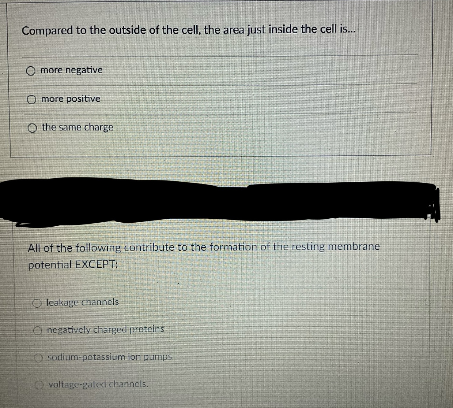 Solved Compared to the outside of the cell, the area just | Chegg.com