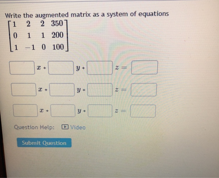 Solved Write the augmented matrix as a system of equations | Chegg.com