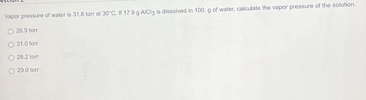 Solved Vapor pressure of water is 31.8 ﻿torr at 30°C. ﻿If | Chegg.com