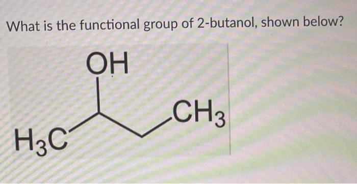 Solved What is the functional group of 2-butanol, shown | Chegg.com