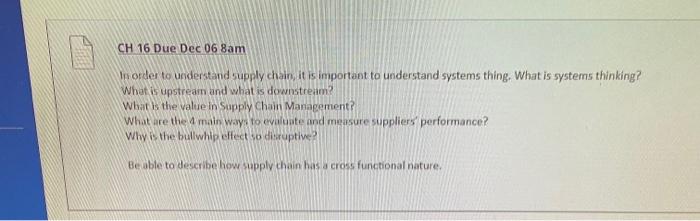 Solved CH 16 Due Dec 068 am In order to understand supply | Chegg.com