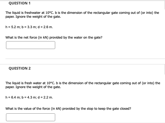 Solved The submerged gate below sits at an angle. Please use | Chegg.com
