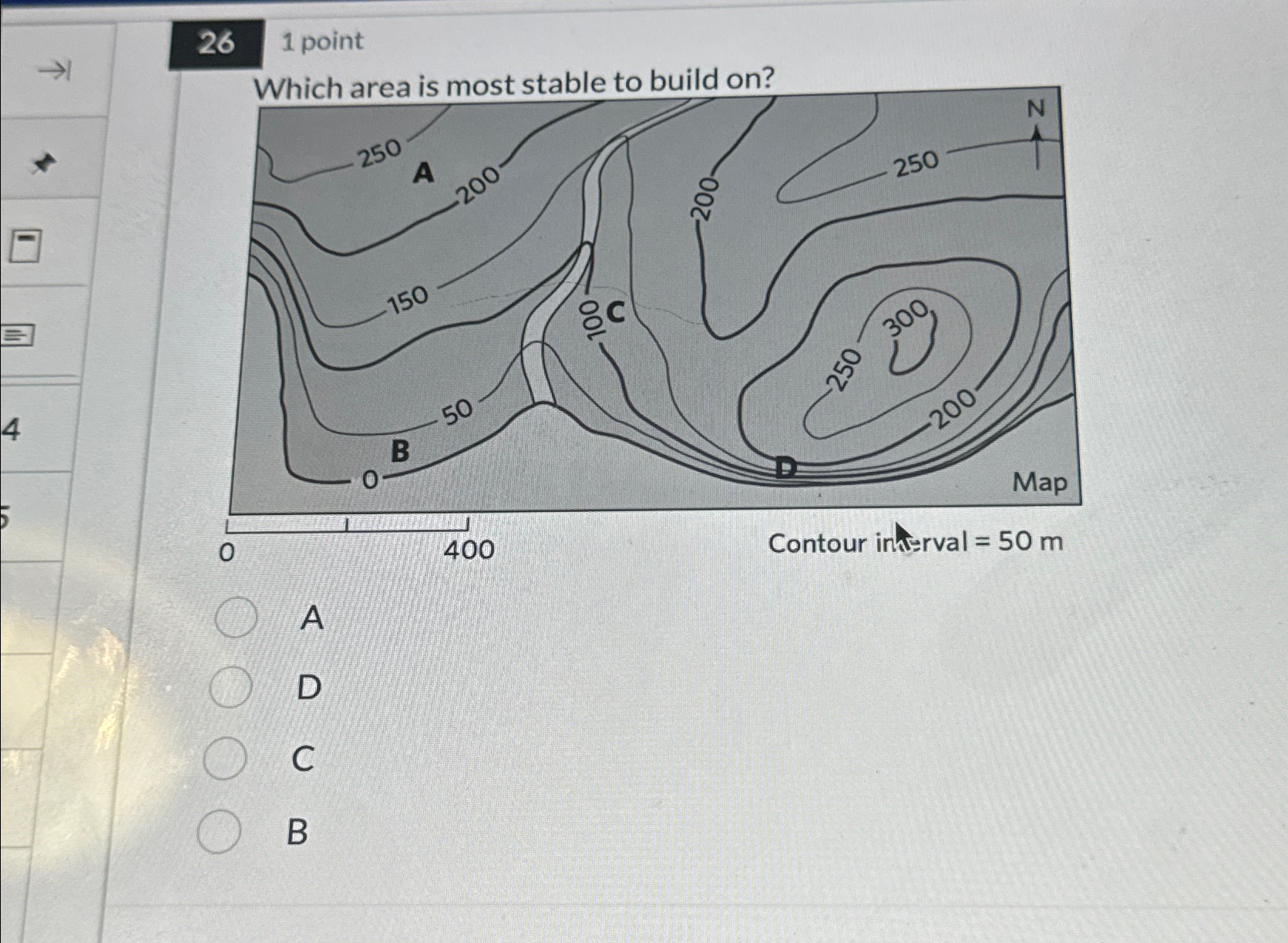 Solved 261 ﻿pointWhich area is most stable to build on? | Chegg.com