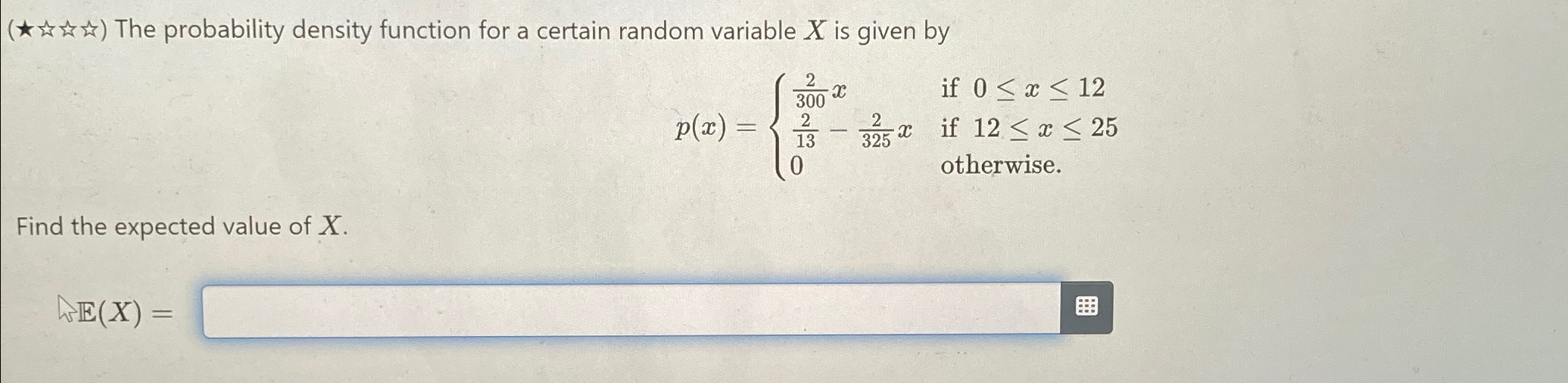 Solved ( *** 动放) ﻿The probability density function for a | Chegg.com