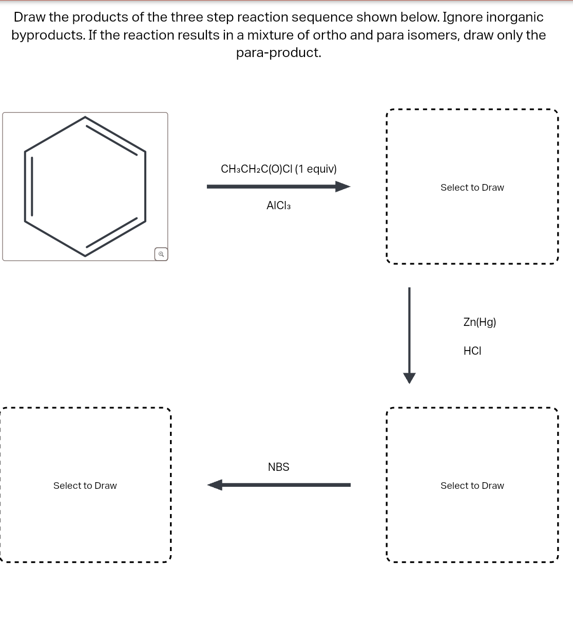 Solved Draw the products of the three step reaction sequence | Chegg.com