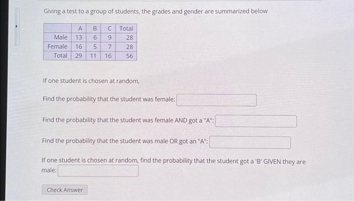 Solved Giving a test to a group of students, the grades and | Chegg.com