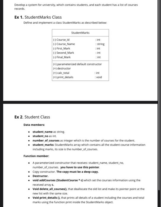 Solved Develop a system for university, which contains | Chegg.com