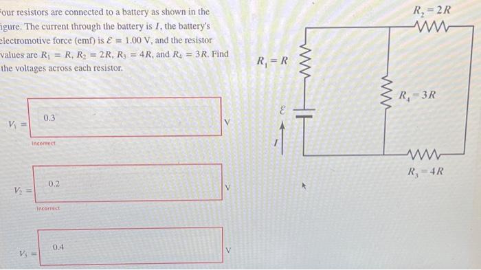 Solved our resistors are connected to a battery as shown in | Chegg.com