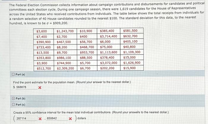 Solved The Federal Election Commission collects information | Chegg.com