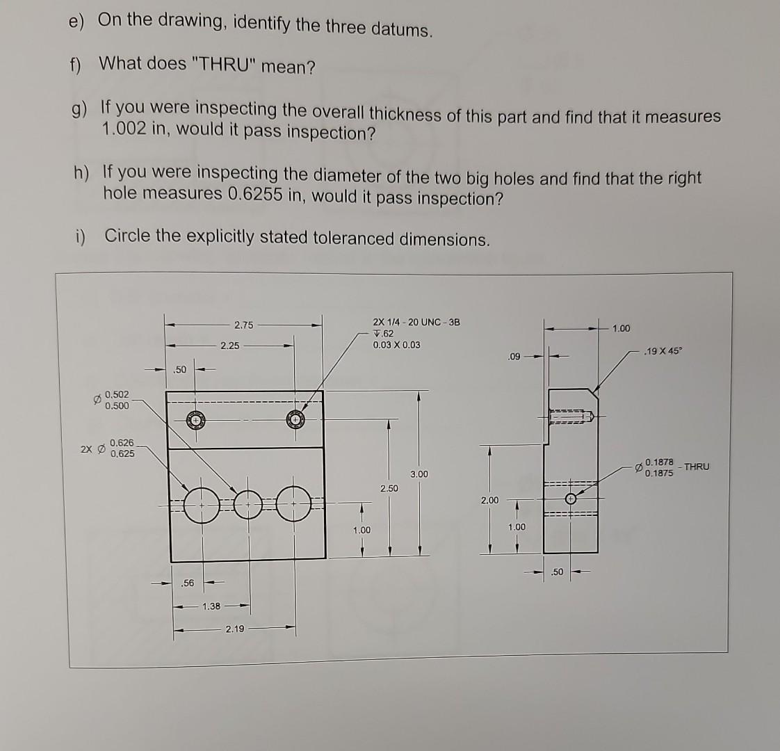 Solved e) On the drawing, identify the three datums. f) What | Chegg.com
