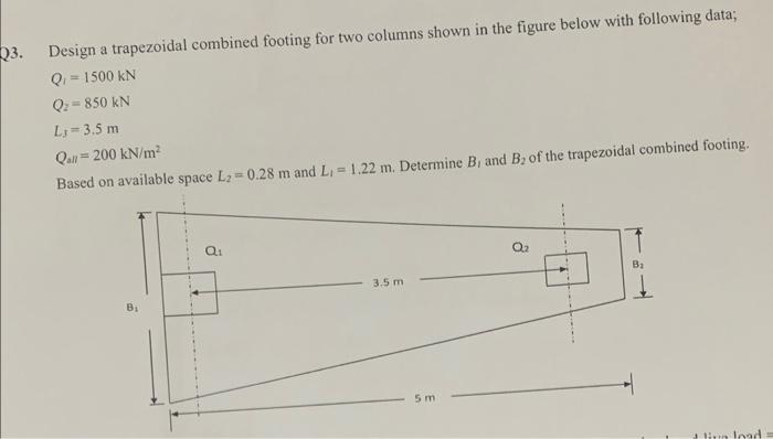 Solved Design a trapezoidal combined footing for two columns | Chegg.com