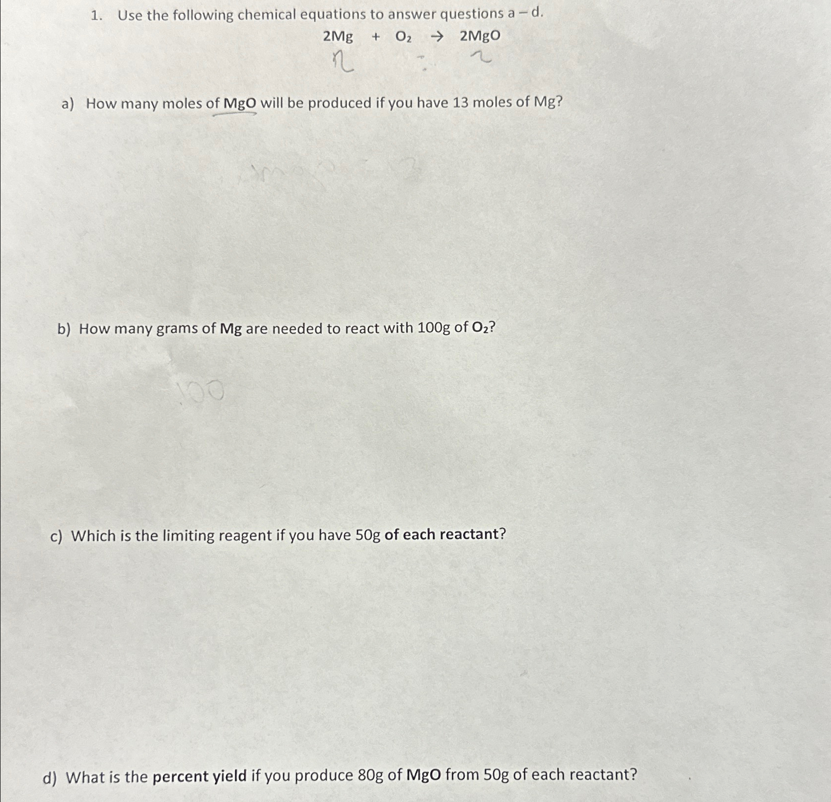 Solved Use the following chemical equations to answer | Chegg.com