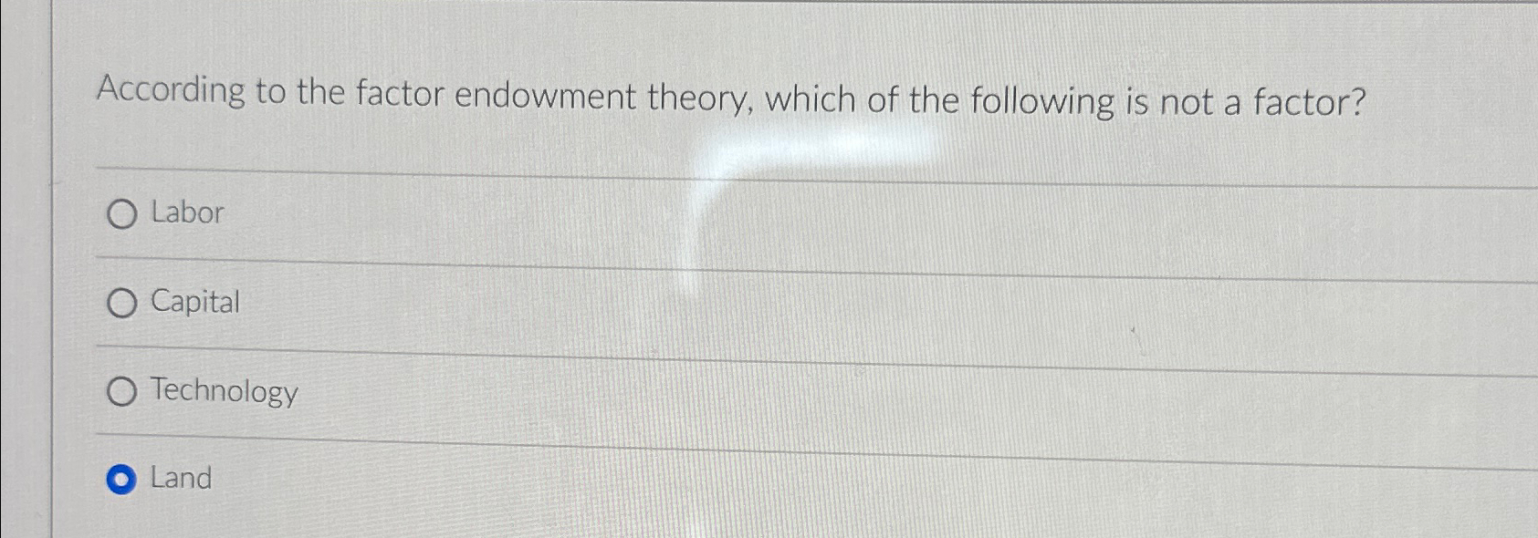 Solved According to the factor endowment theory, which of | Chegg.com