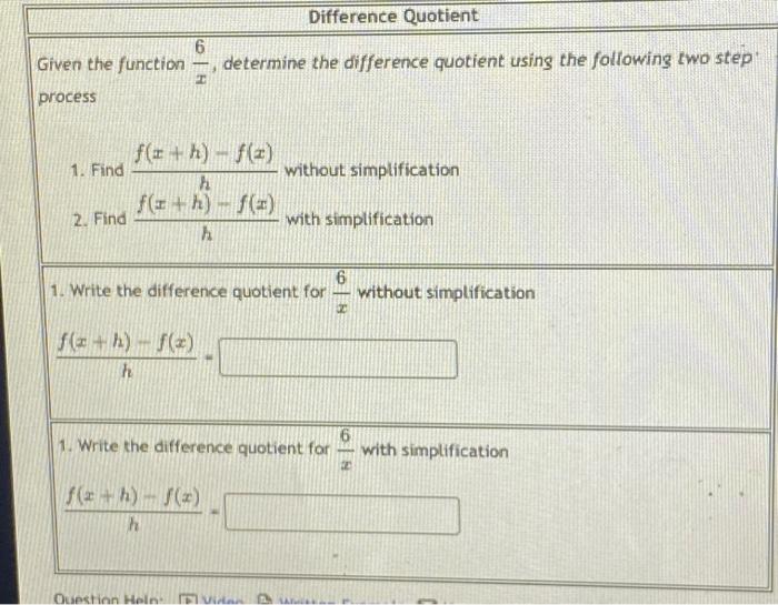 Solved Given the function x6, determine the difference | Chegg.com