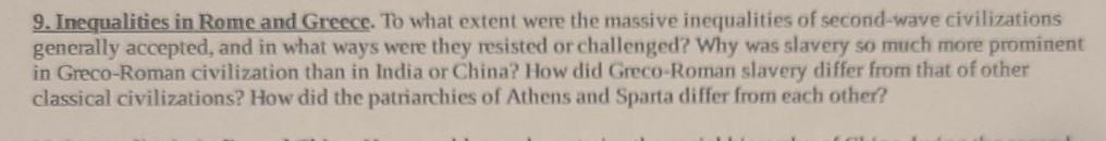 9. Inequalities in Rome and Greece. To what extent | Chegg.com