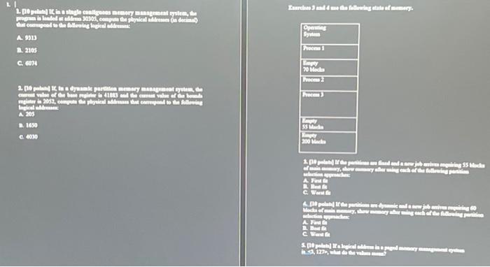Solved 1. If, in a single contiguous memory management | Chegg.com