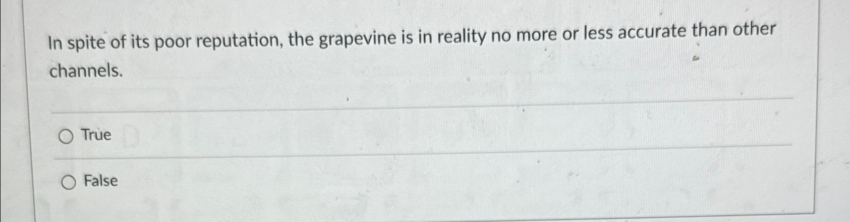 Solved In spite of its poor reputation, the grapevine is in | Chegg.com