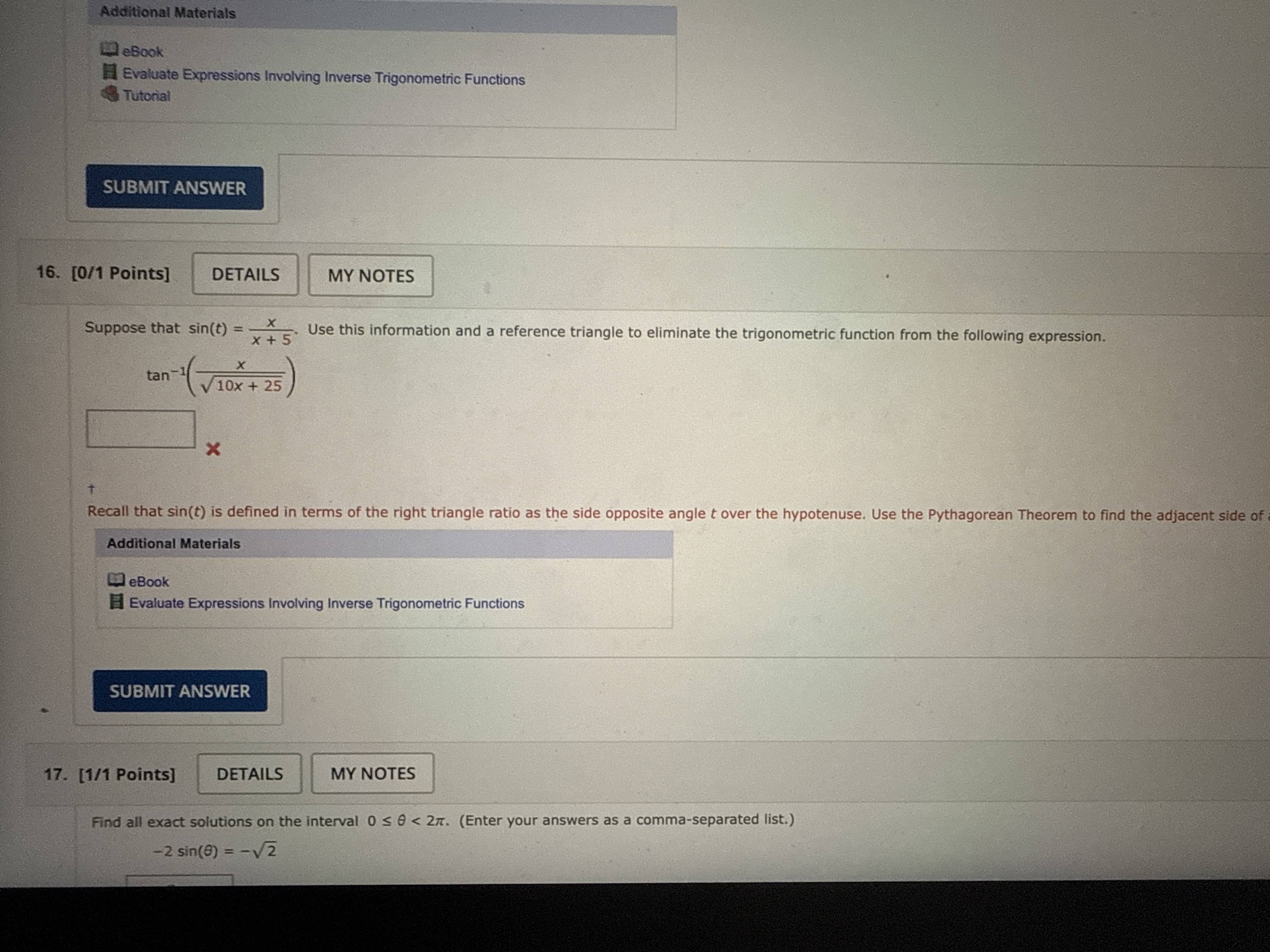 Solved Evaluate Expressions Involving Inverse Trigonometric | Chegg.com