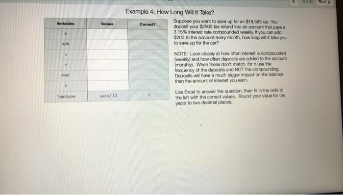 Solved Variables Values A APR Example 2: You Try Suppose you | Chegg.com