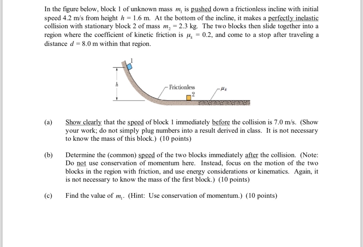 Solved In the figure below, block 1 ﻿of unknown mass m1 ﻿is | Chegg.com