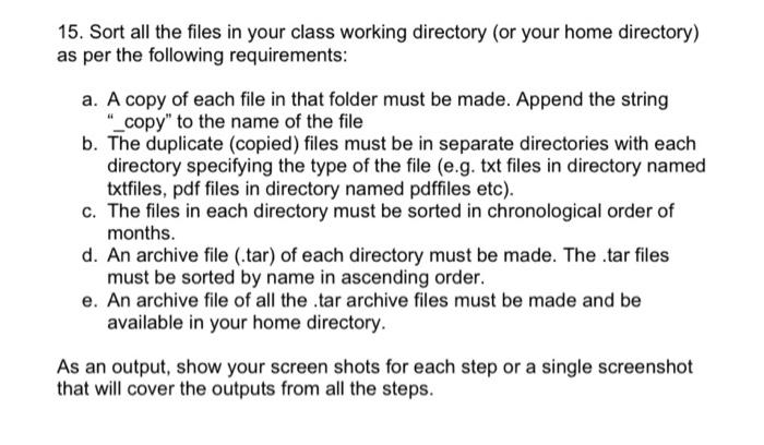 Solved 15 Sort All The Files In Your Class Working 9828