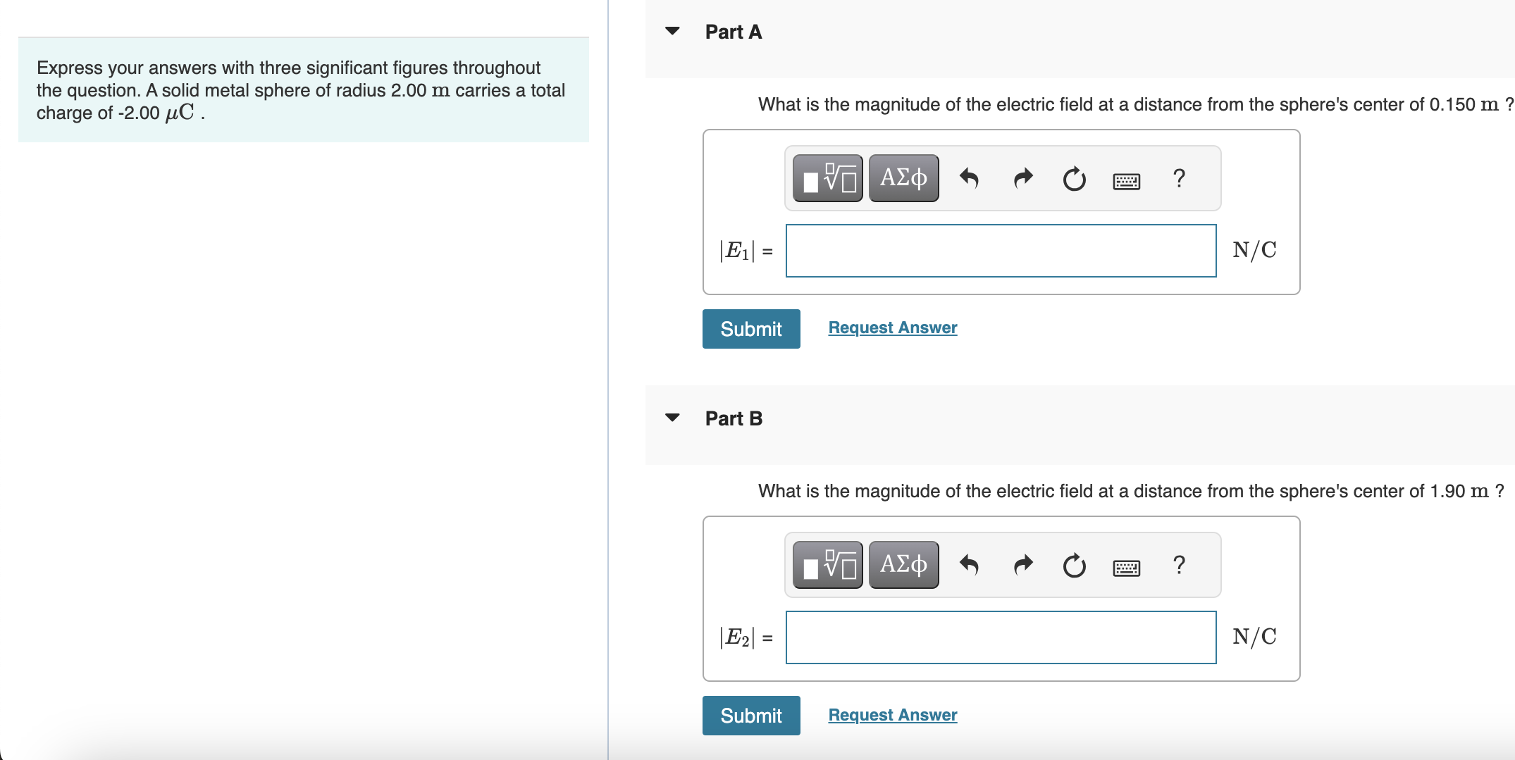 Solved Express your answers with three significant figures | Chegg.com