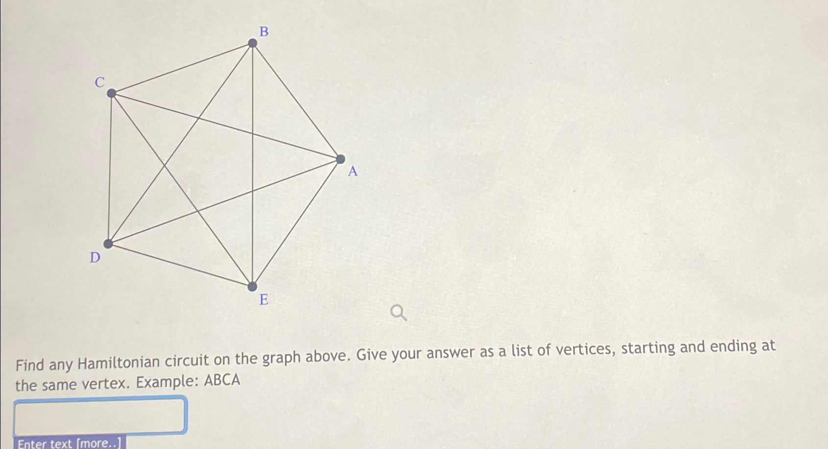 Solved Find any Hamiltonian circuit on the graph above. Give | Chegg.com