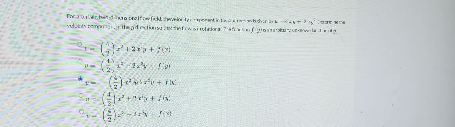 Solved For a certain two-dimensional flow field, the | Chegg.com