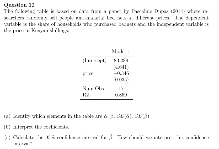 Solved Question 12The following table is based on data from | Chegg.com