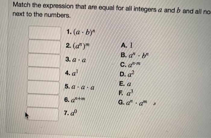 Solved Match the expression that are equal for all integers | Chegg.com
