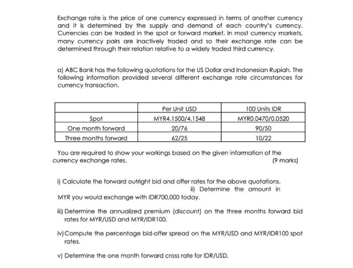 Solved Exchange rate is the price of one currency expressed | Chegg.com