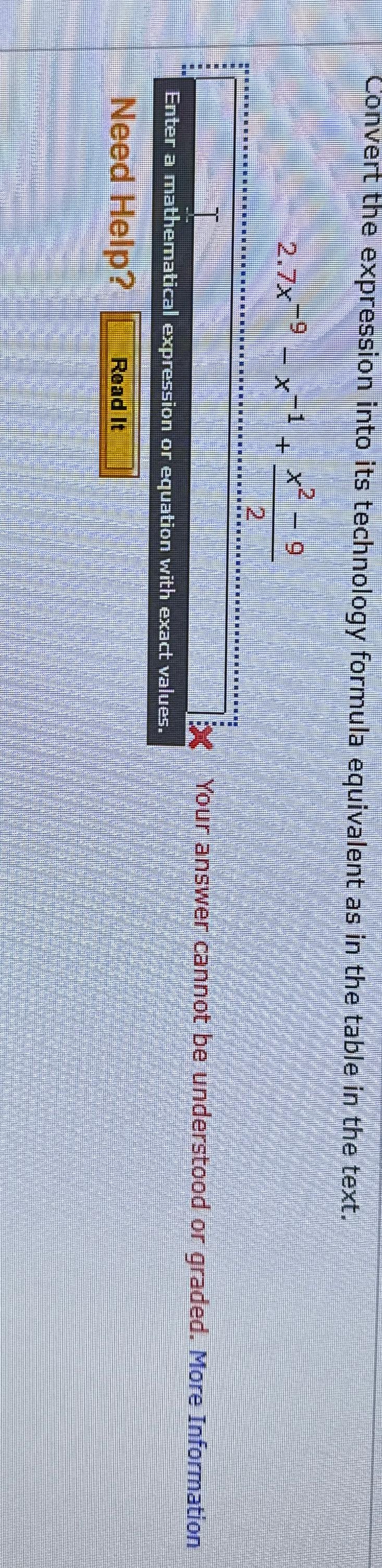 Solved Convert the expression into its technology formula | Chegg.com