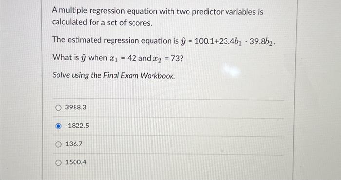 Solved A multiple regression equation with two predictor | Chegg.com