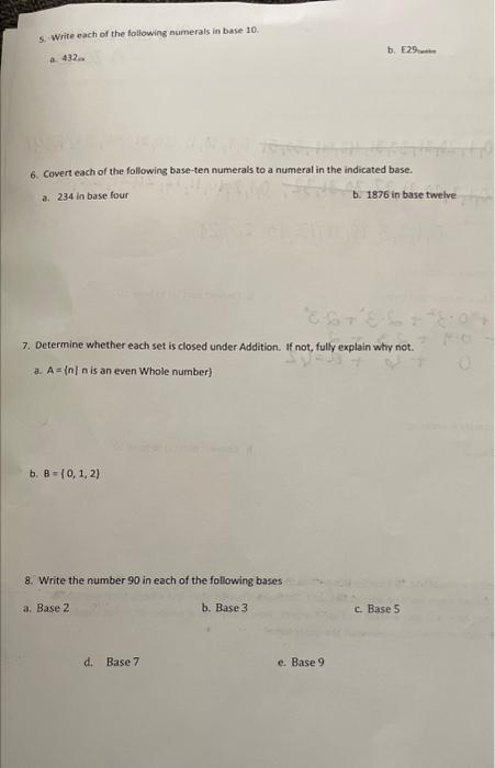 Solved 5. Write each of the following numerals in base 10 . | Chegg.com