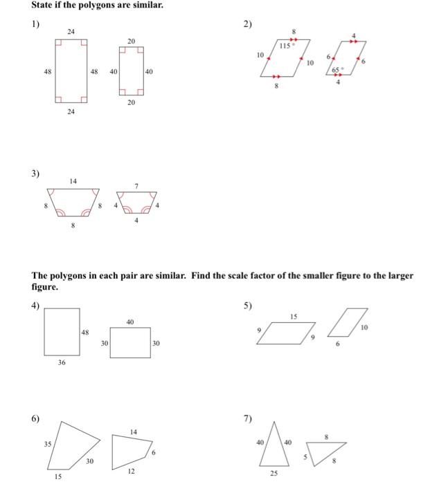 Solved State if the polygons are similar. 1) 2) 20 115 10 10 | Chegg.com