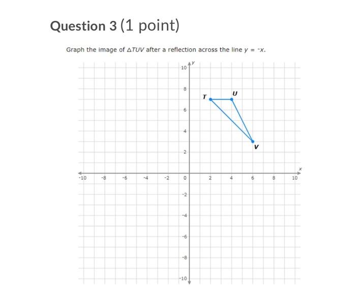 Solved Question 3 (1 point) Graph the image of ATUV after a | Chegg.com