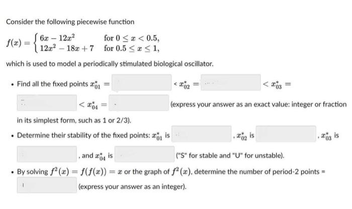 Consider the following piecewise function | Chegg.com