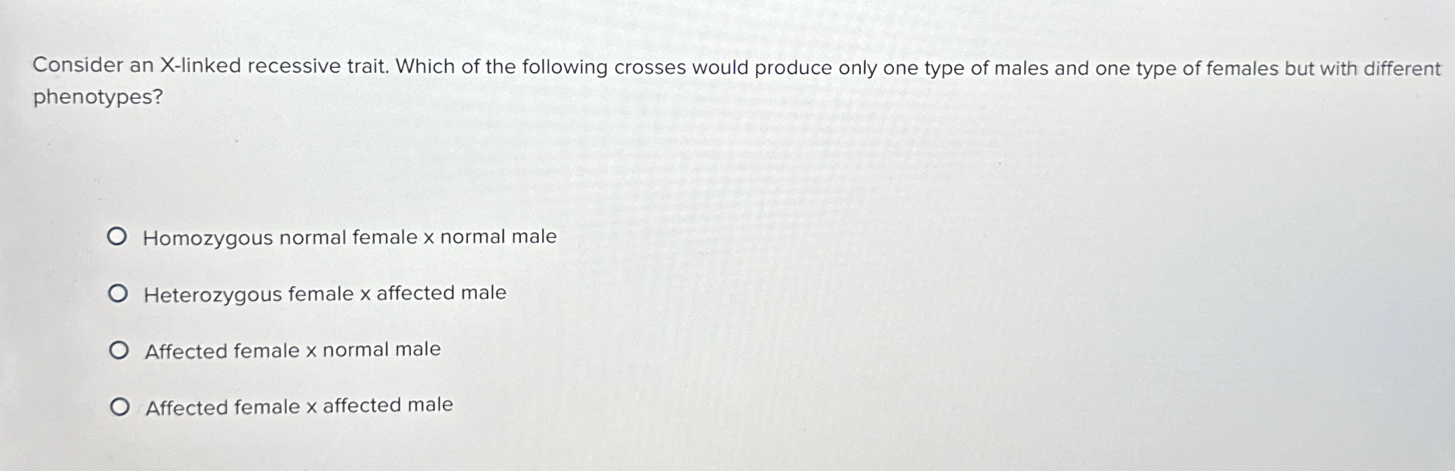 Solved Consider an X-linked recessive trait. Which of the | Chegg.com