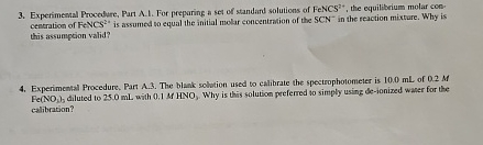 Solved Experimental Procolure, Part A.1. ﻿For preparing a | Chegg.com